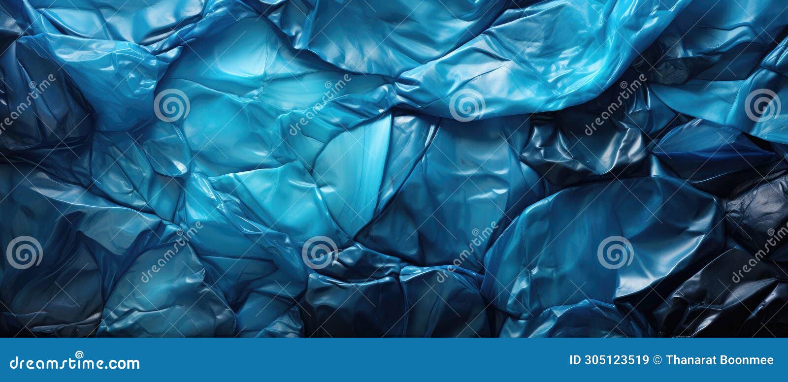 Closeup of Crumpled Blue Garbage Bag Texture Plastic Background, Ai ...