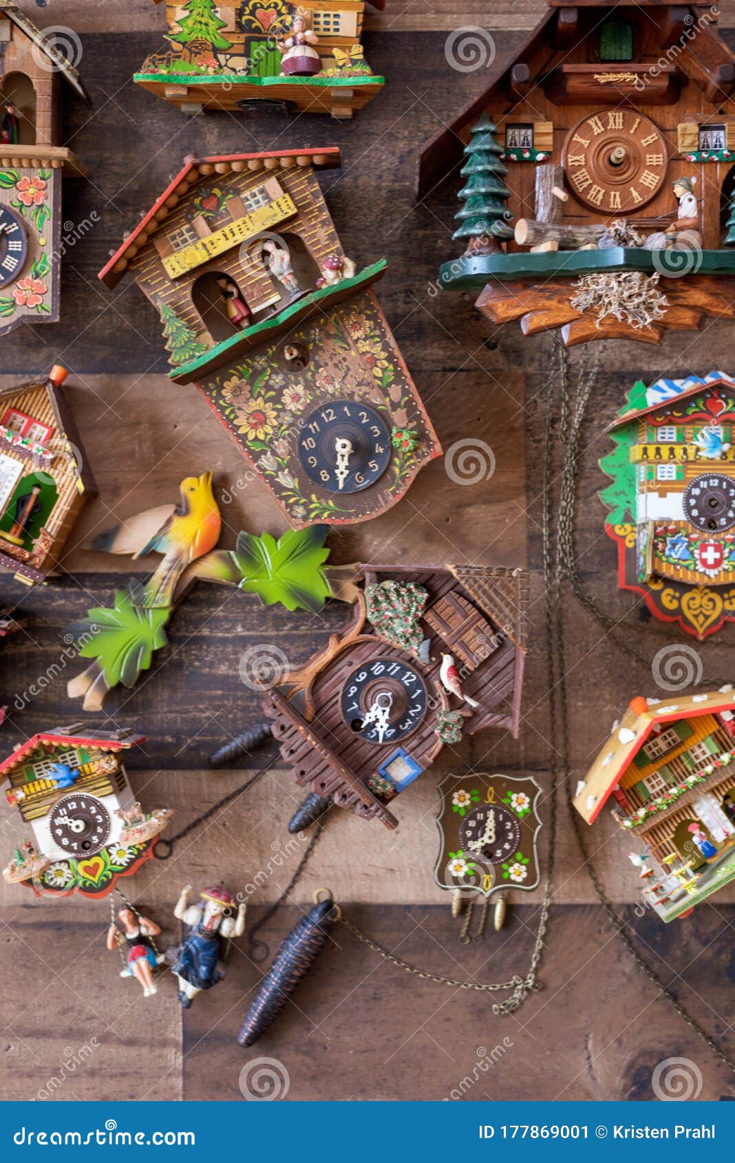 Closeup of Cuckoo Clock Collection Stock Image - Image of bavaria ...