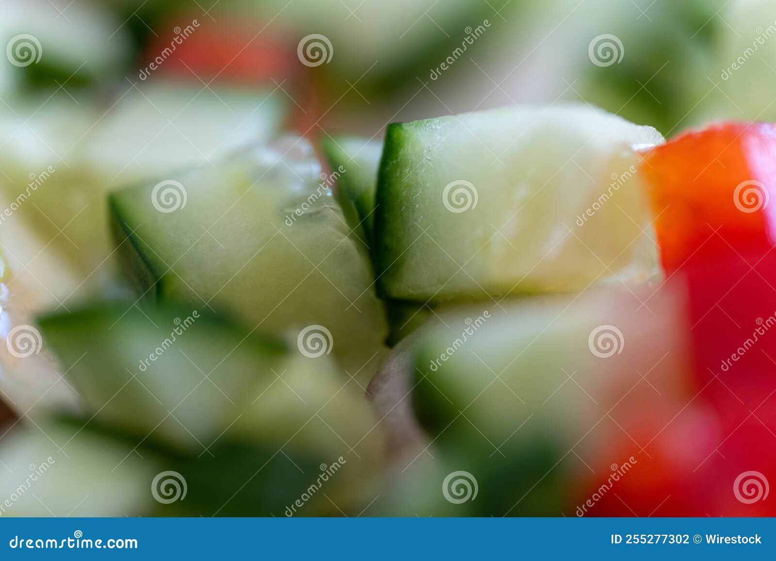 Closeup of Cut Cucumber Squares Stock Photo - Image of organic ...