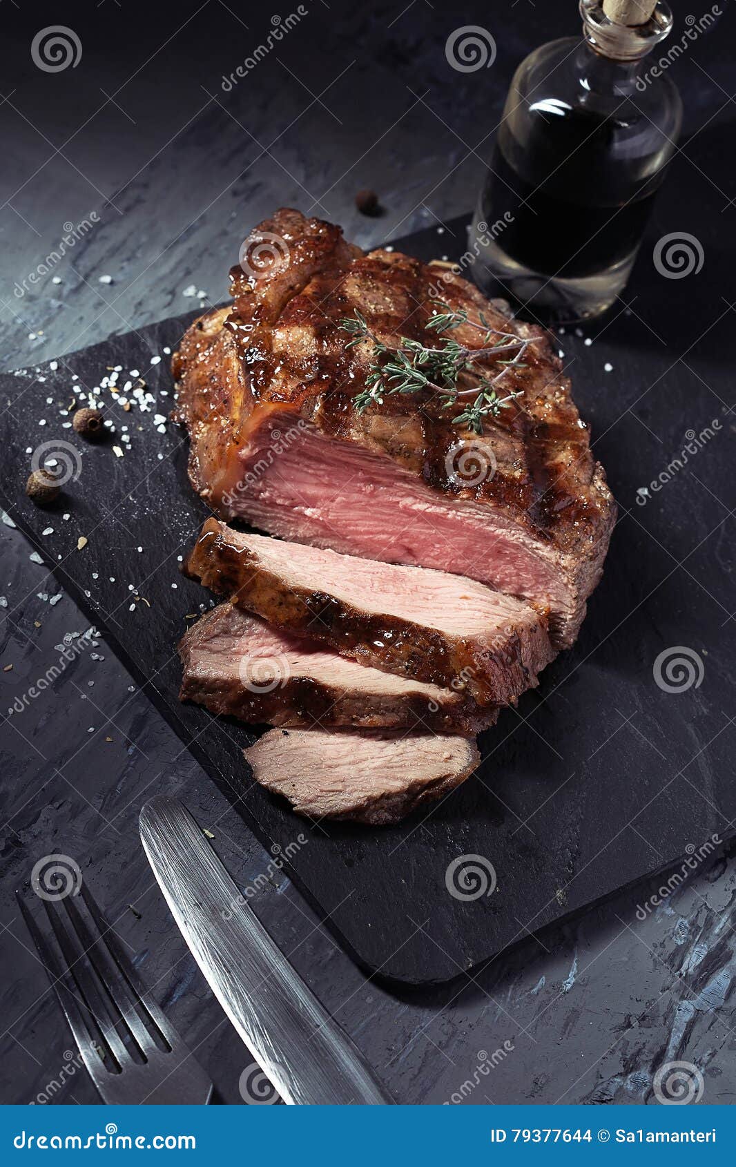 Closeup of Cut Medium Rare Roast Beef Steak Stock Photo - Image of ...