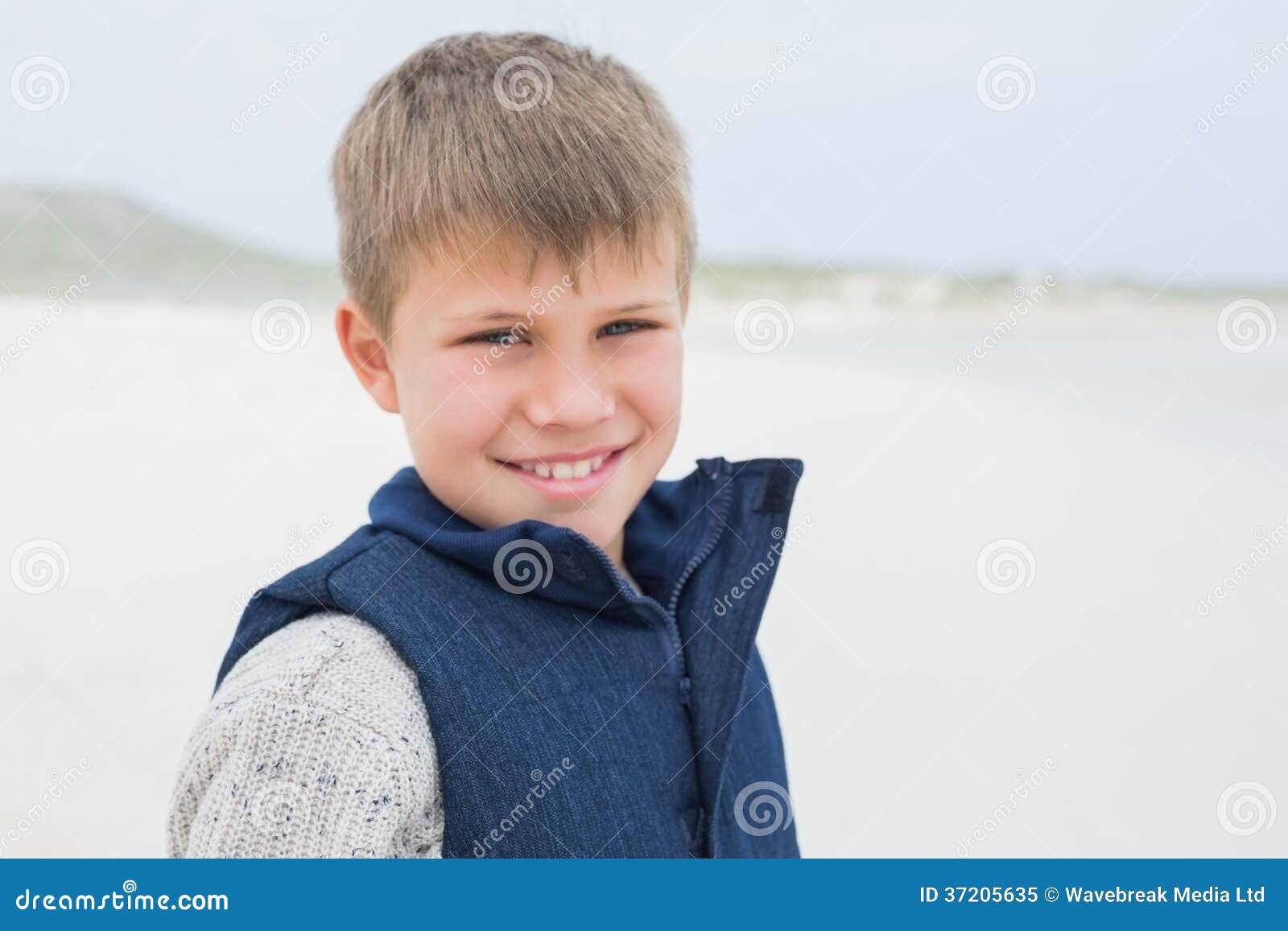 Closeup of a Cute Smiling Boy at Beach Stock Image - Image of caucasian ...