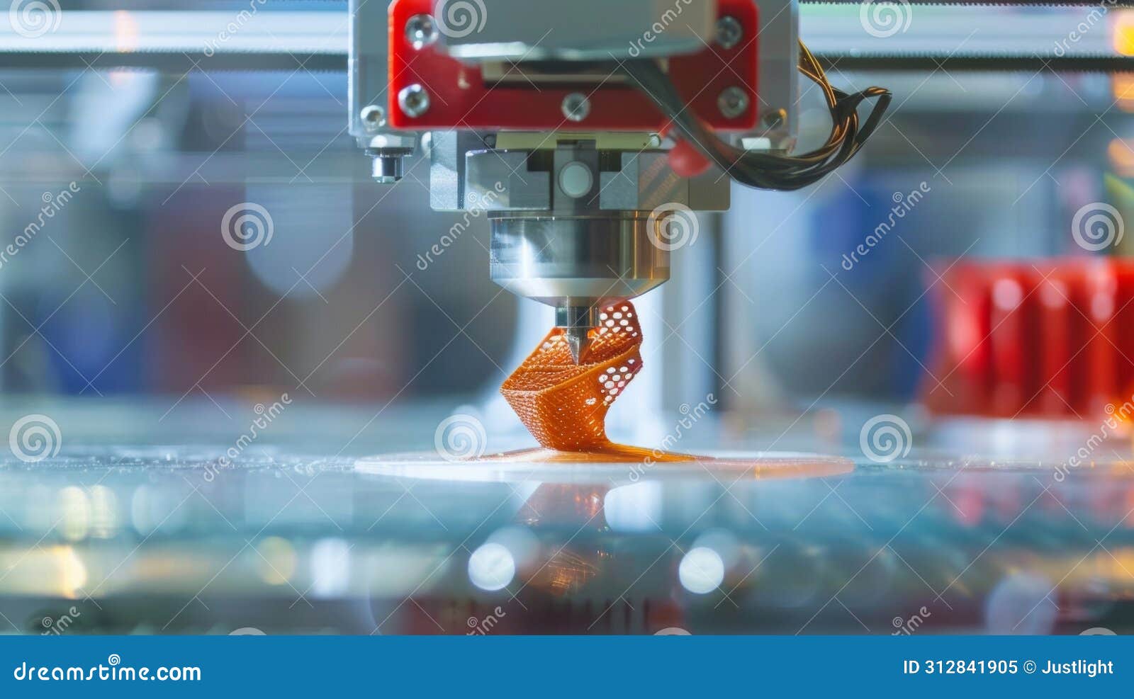 A Closeup of a 3D Printer in Action Creating a Complex Structure Out of ...