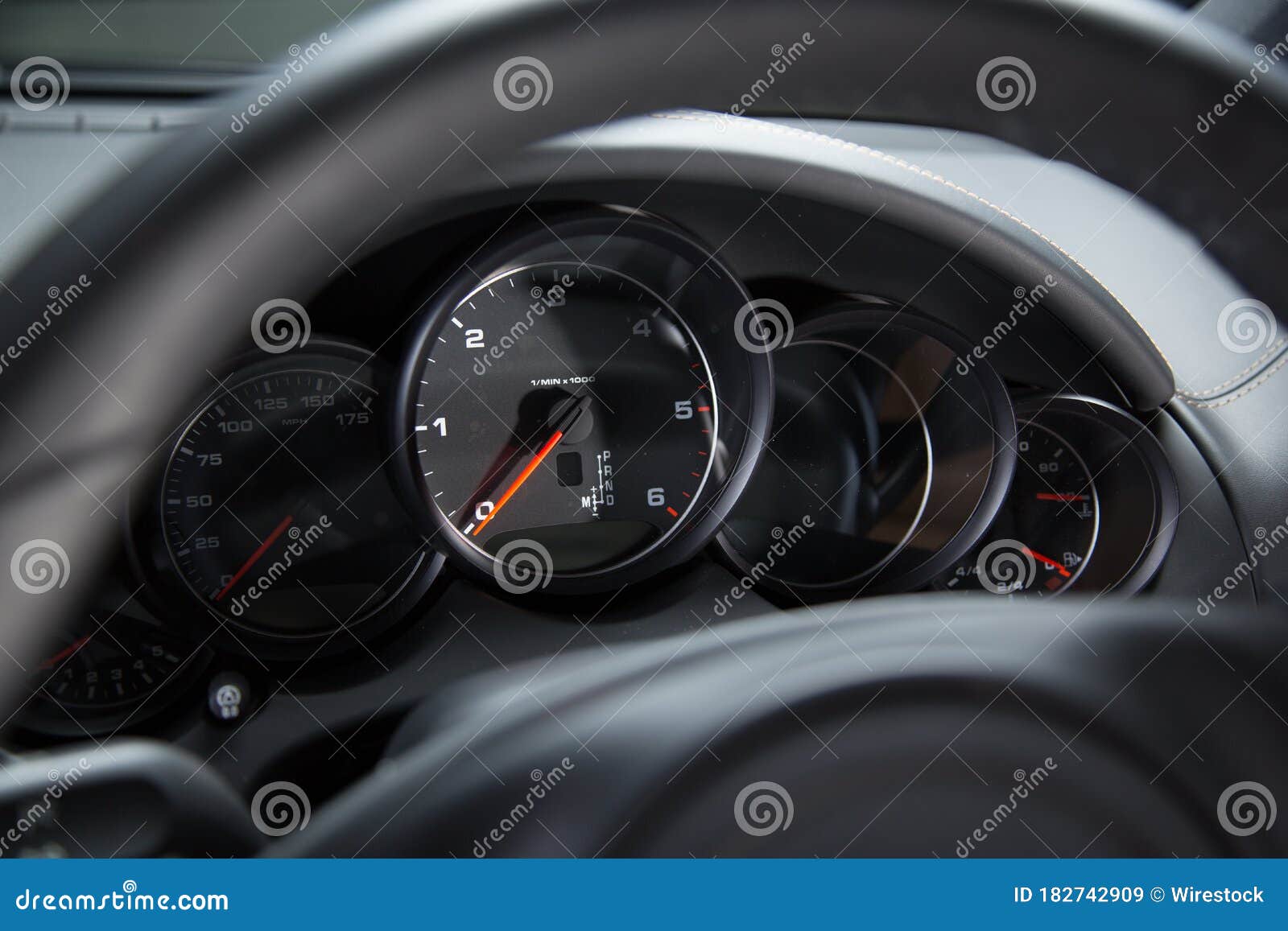 Closeup of the Dashboard of a Luxury Car Under the Lights Stock Image ...