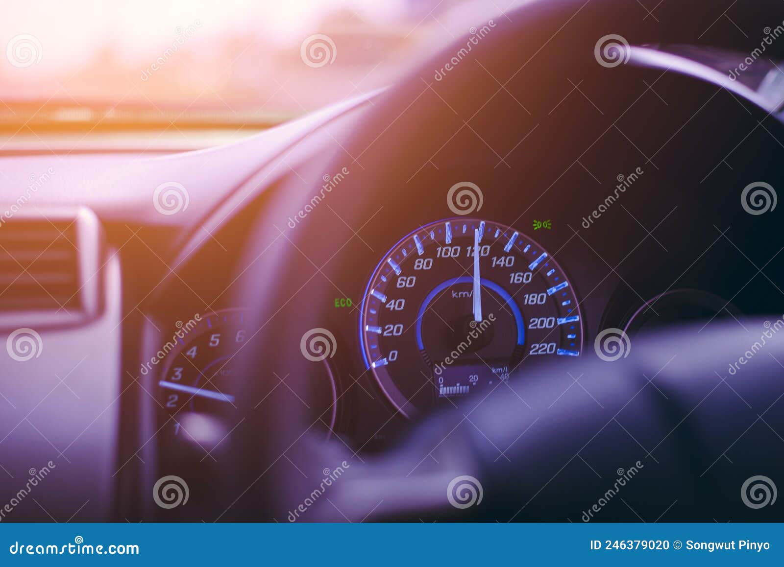 Closeup Dashboard of Mileage Driving a Car Stock Photo - Image of ...