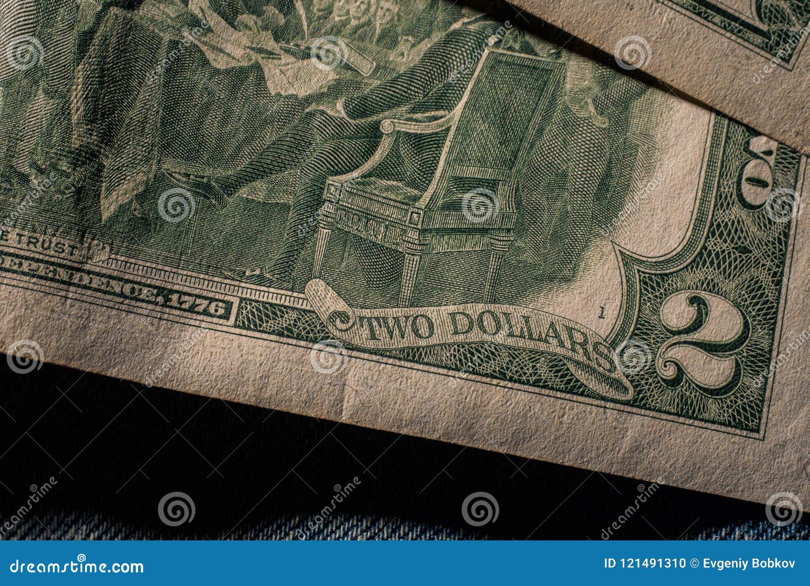 Closeup of the Declaration of Independence Drawing from the Back Stock ...