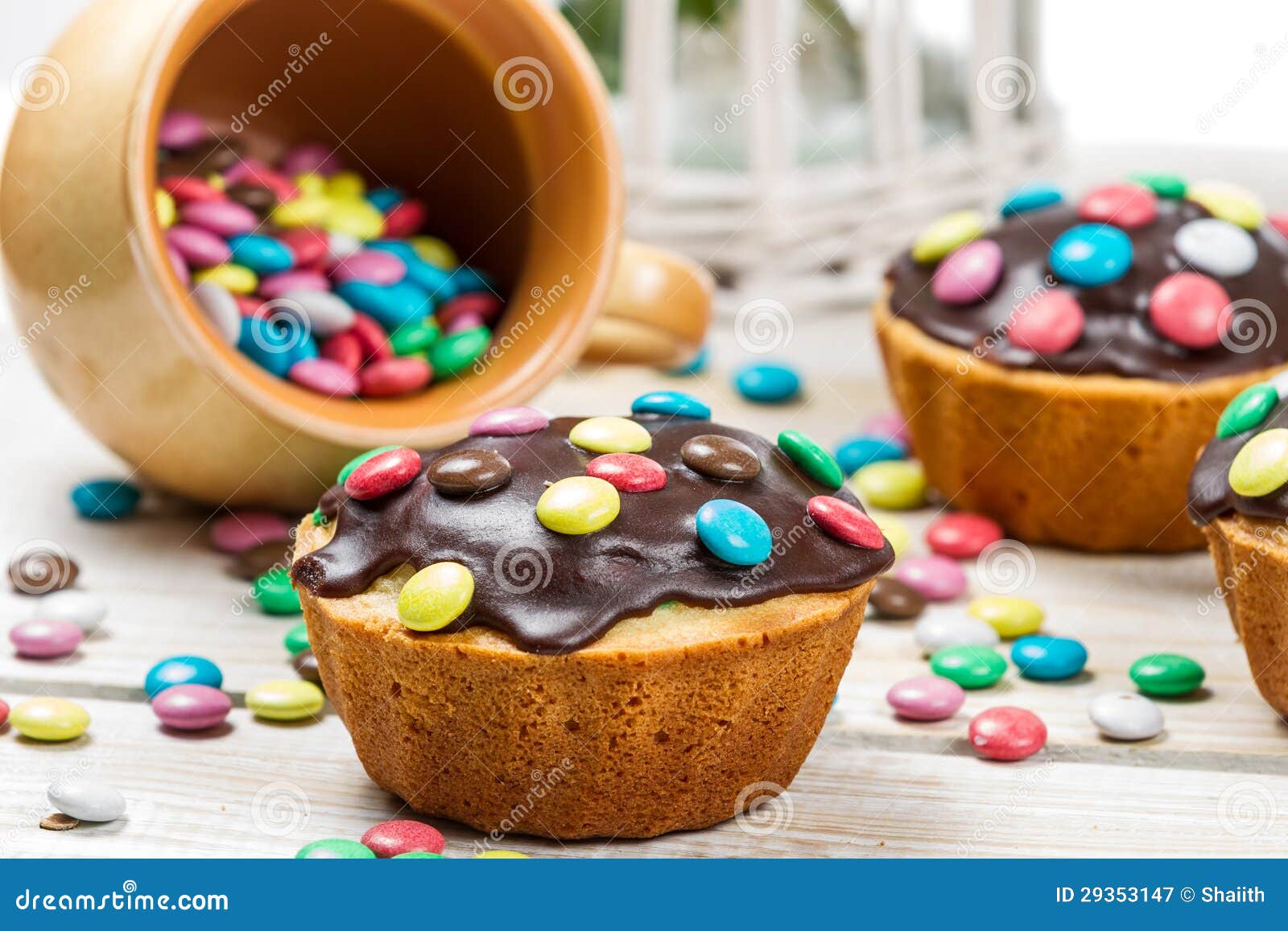 Closeup of Decorating Easter Muffins with Candies Stock Image - Image ...