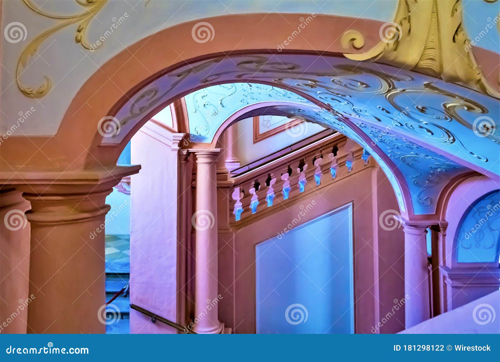 Closeup of a Decorative Arched Ceiling Pattern and Carvings Stock Photo ...