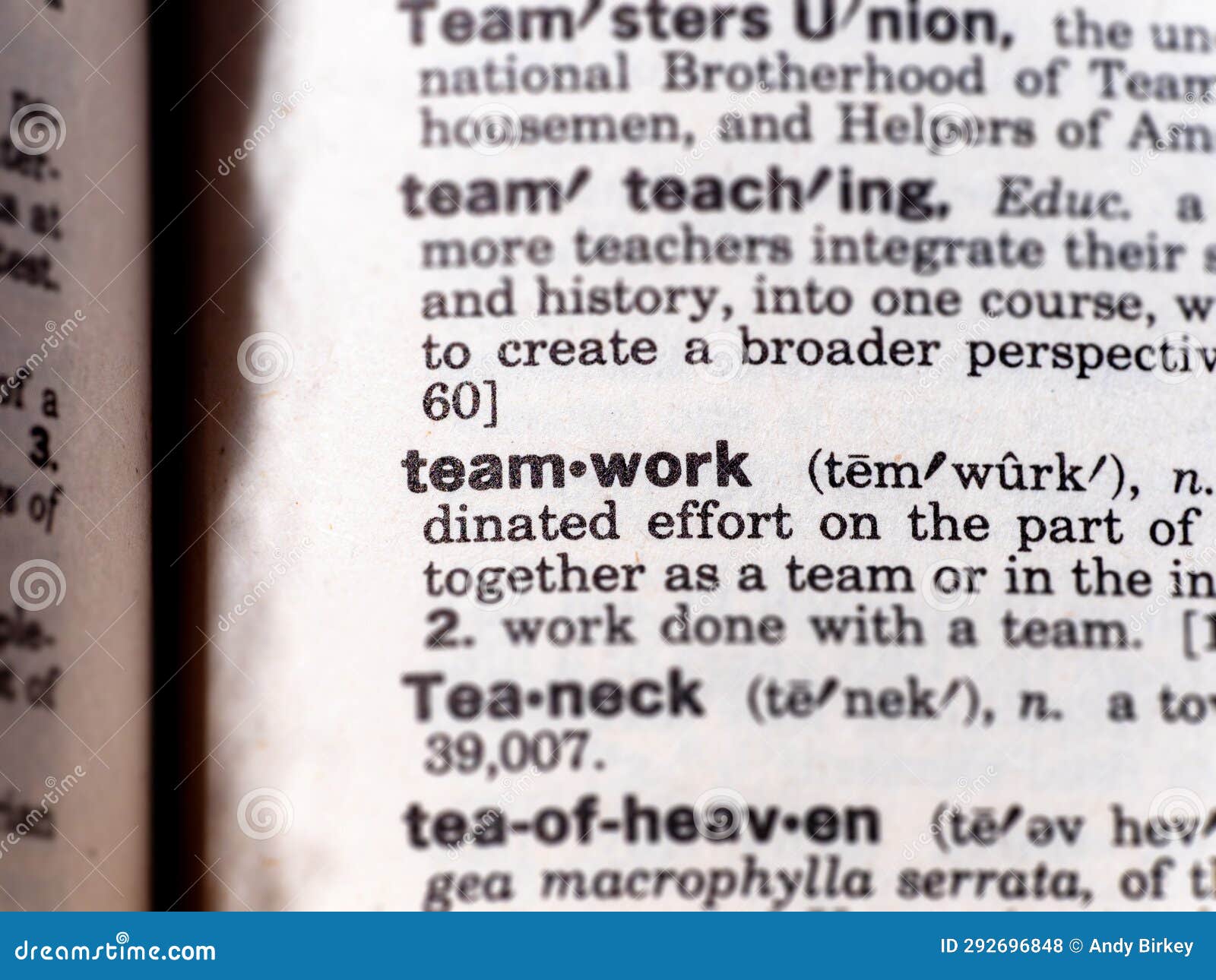 Closeup of the Definition of the Word Teamwork Stock Photo - Image of ...