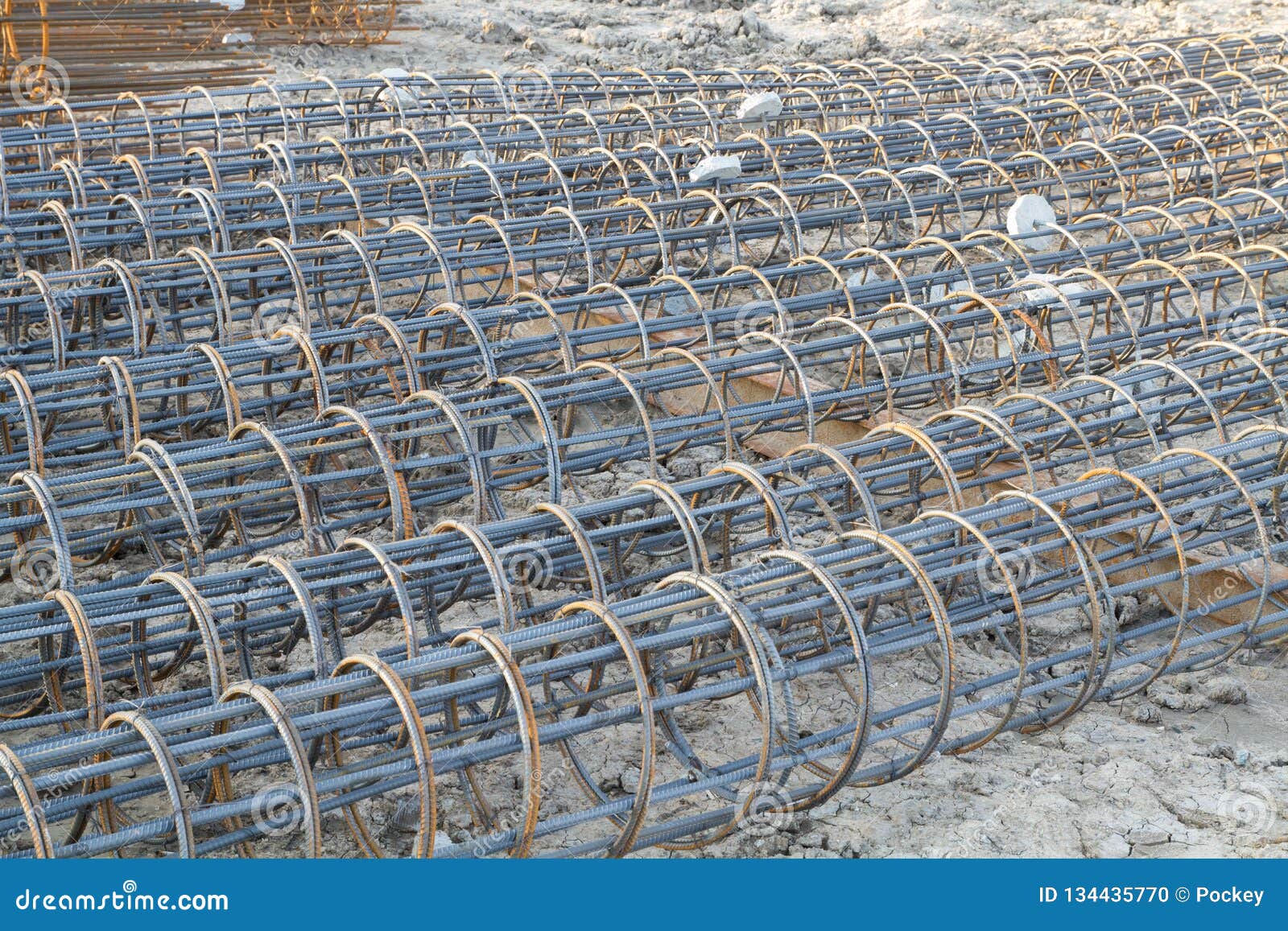 Deformed Bars Component for Concrete Pile Driven on Site. Stock Photo ...