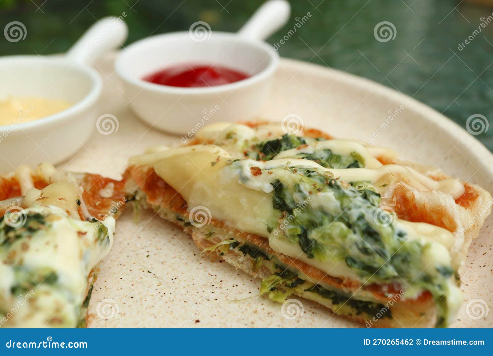 Closeup of Stuffed Savory Croffle with Spinach and Cheese Stock Photo ...