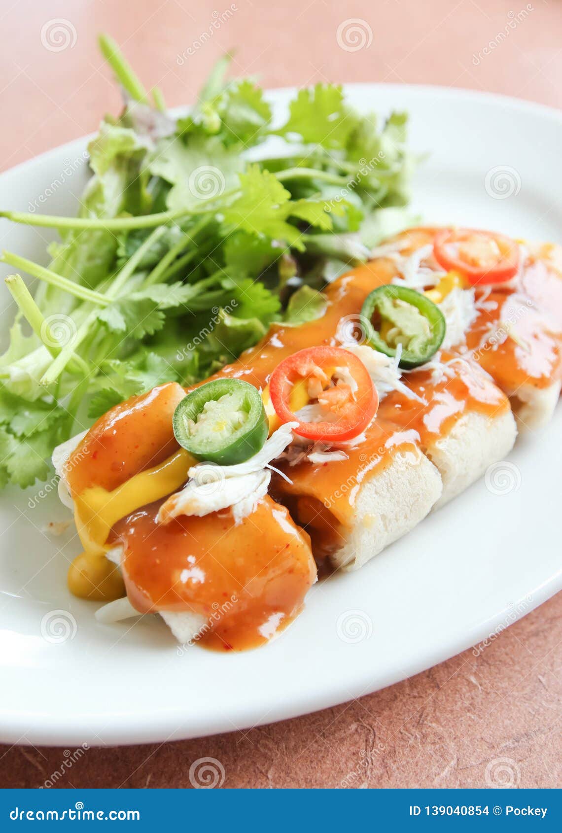 Fresh Spring Rolls on White Plate Stock Photo - Image of chinese ...