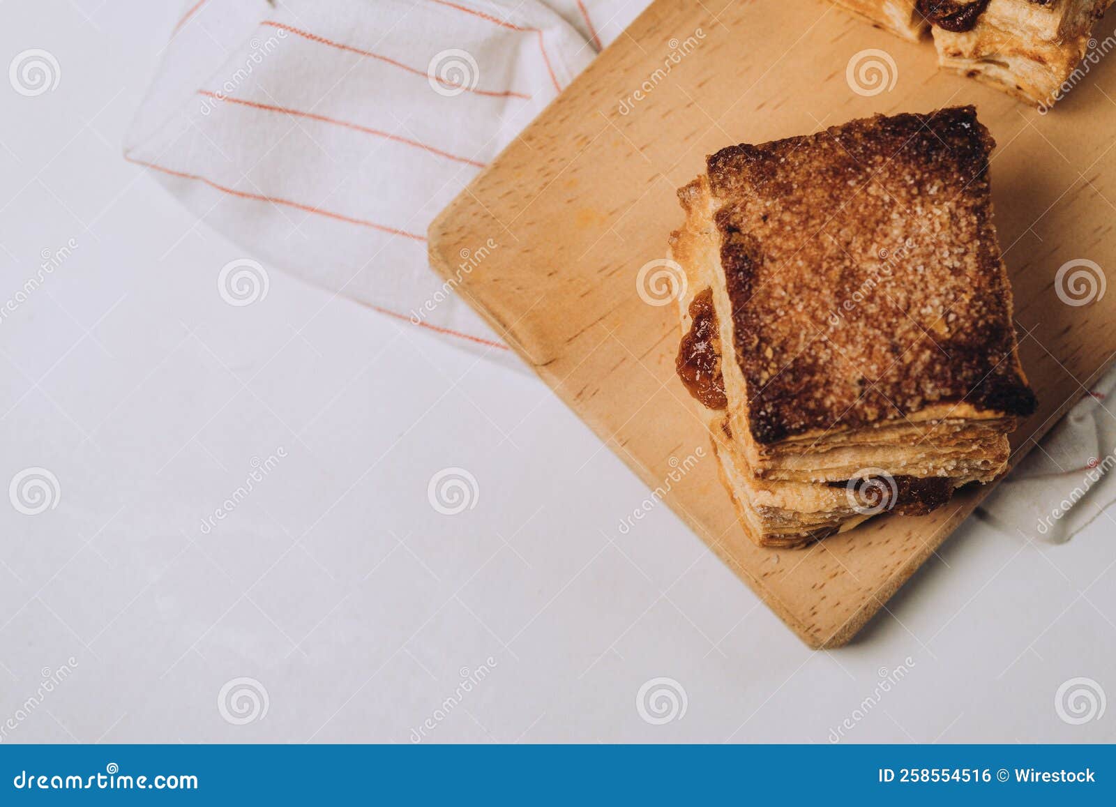 Closeup of Delicious Puff Pastry with Jam Inside on the Table Stock ...