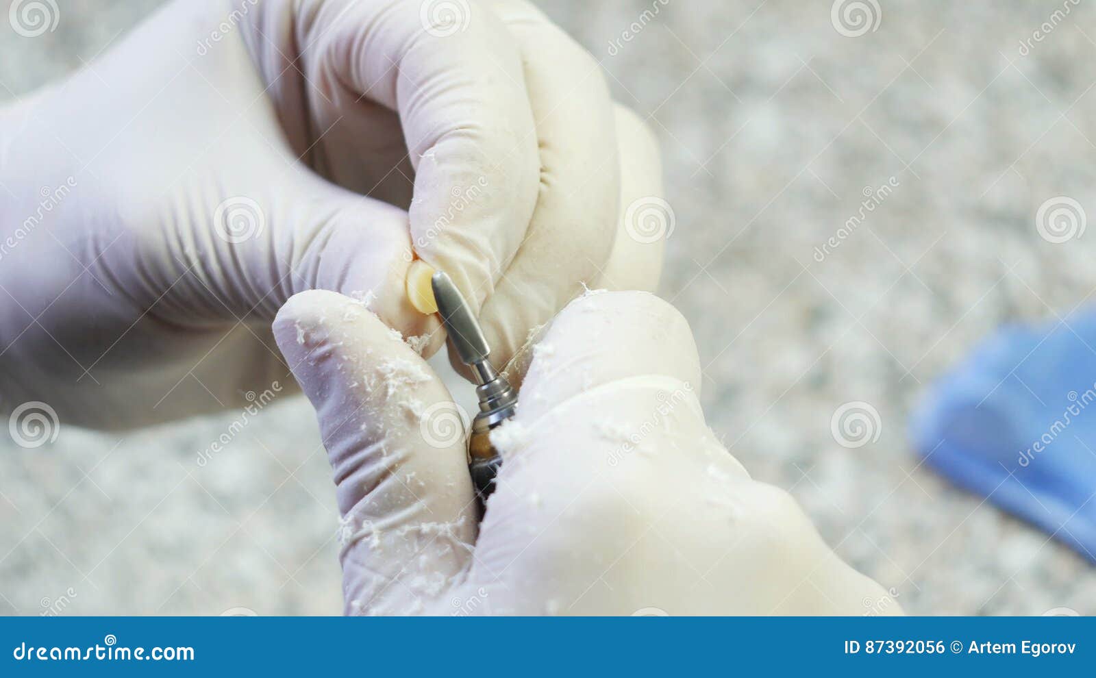 Closeup of a Dental Technician Making of Denture in a Dental Lab Stock ...