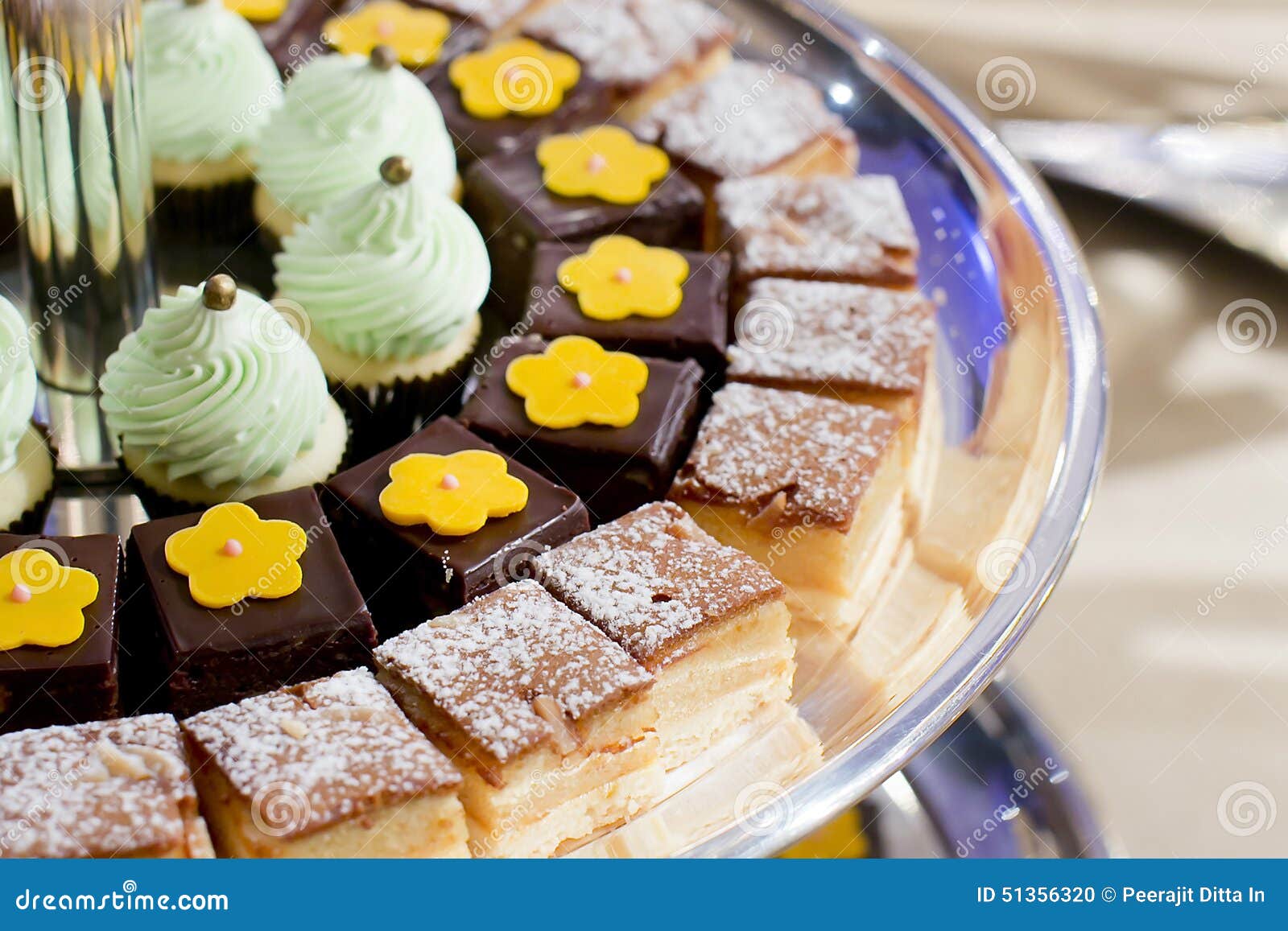 Closeup Dessert on Buffet Line Stock Photo - Image of orange, cake ...
