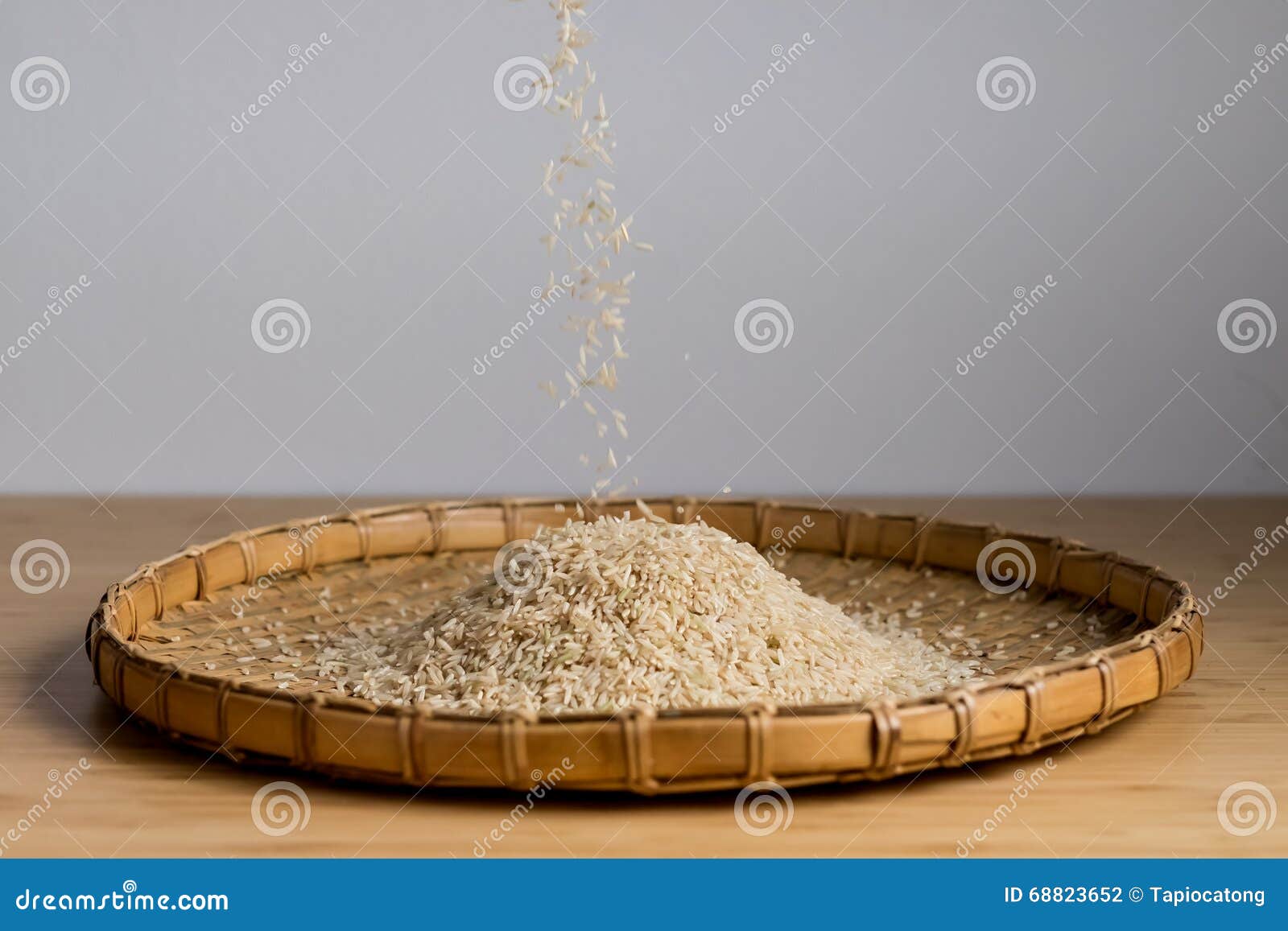 Closeup Details of Brown Rice in Bamboo Back Grounds Stock Photo ...