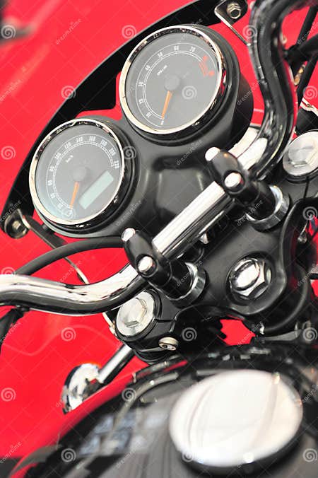 Motorcycle Cockpit - Revs and Mileage Gages Closeup Stock Image - Image ...