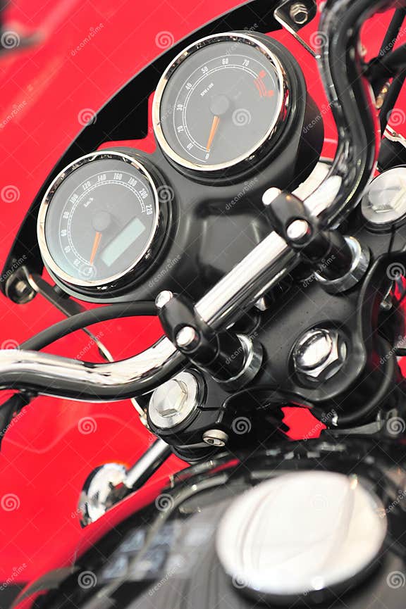 Motorcycle Cockpit - Revs and Mileage Gages Closeup Stock Image - Image ...