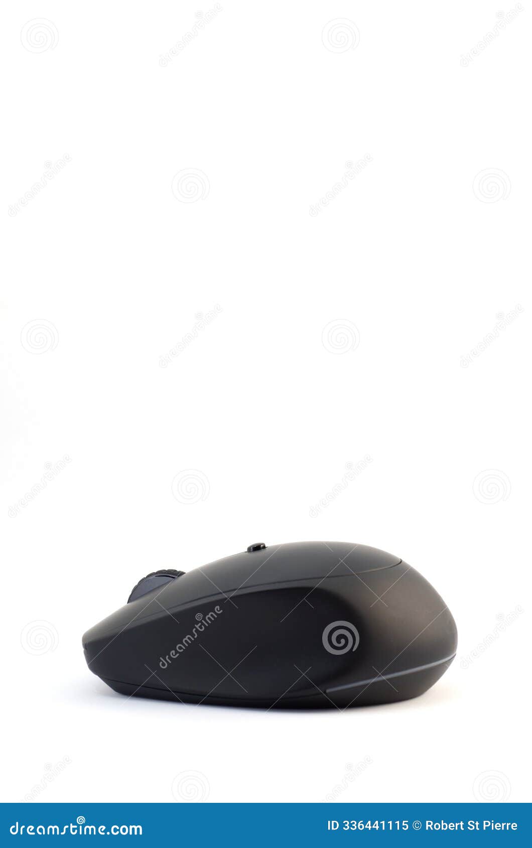 Closeup Details Side View of Black Computer Mouse Isolated on White ...