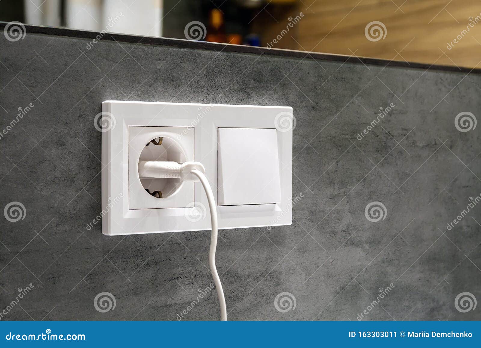 A Closeup Diagonal View of a Group of White European Electrical Outlet ...