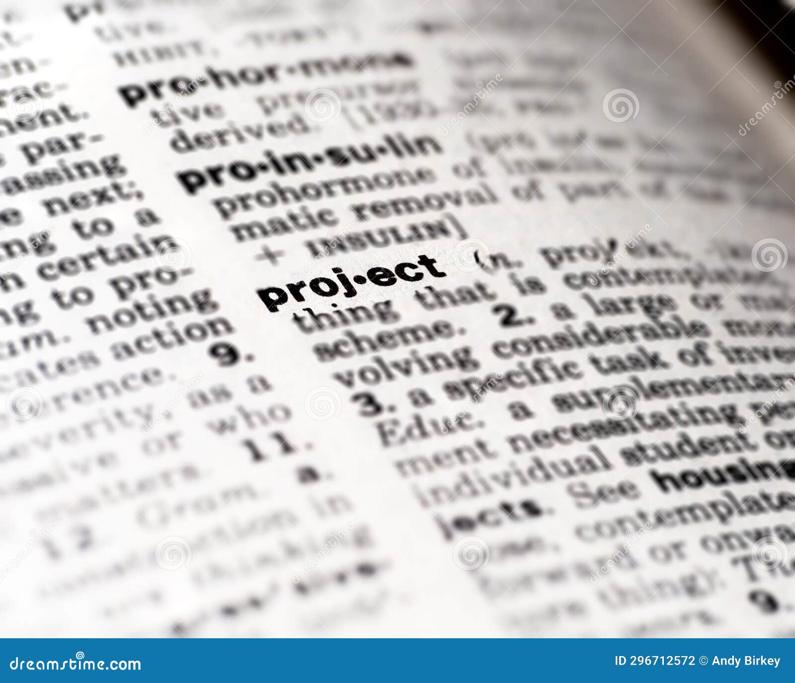 Closeup of the Dictionary Definition of the Word Project Stock Photo ...