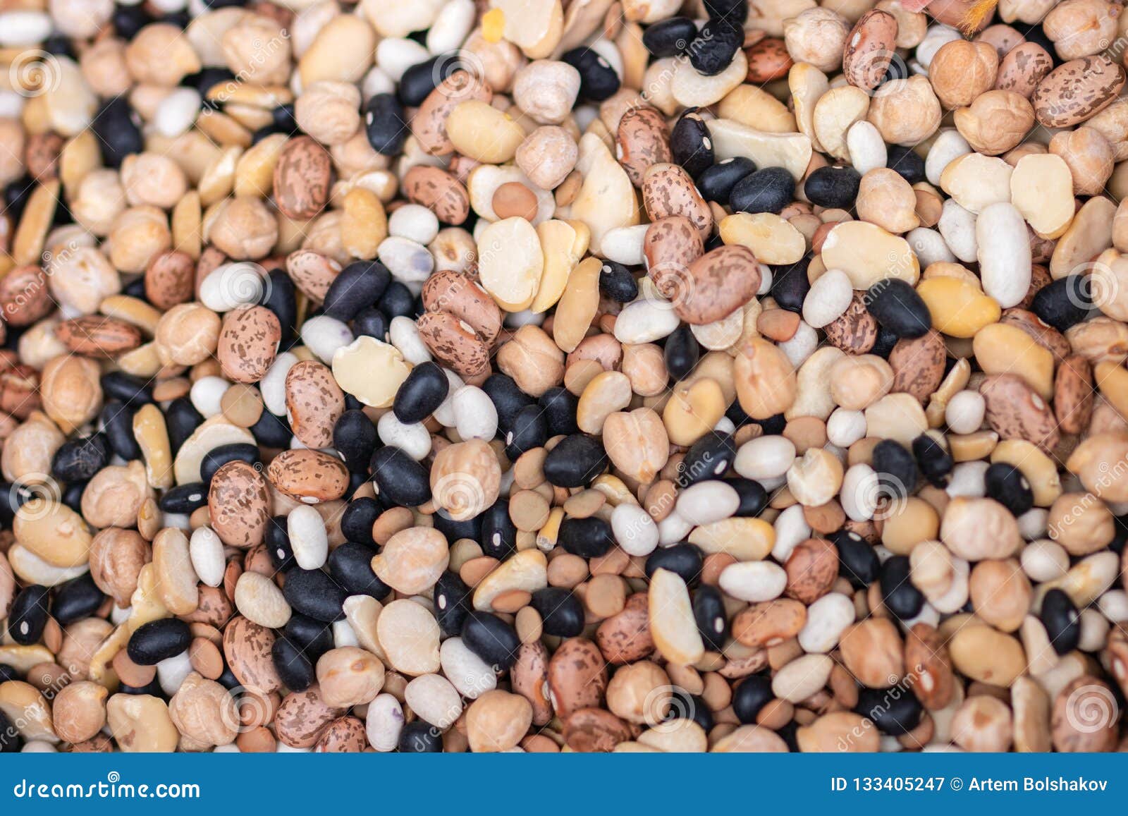 Closeup of Different Types of Beans Background. Stock Image - Image of ...