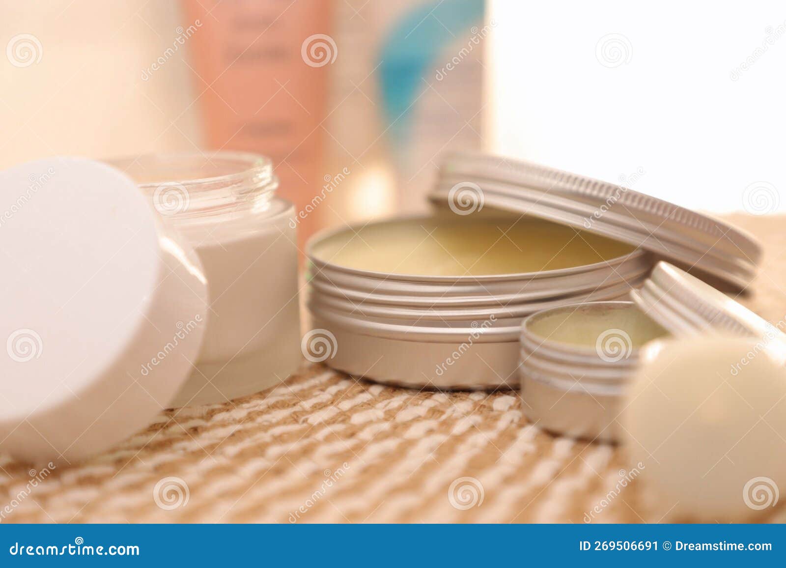 Closeup of Different Types of Jars with Cosmetic Stock Image - Image of ...