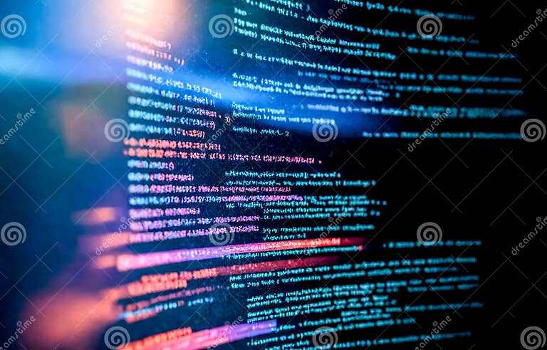 Closeup Digital Code on Computer Screen. Lines of Programming Language Visible, Technology ...