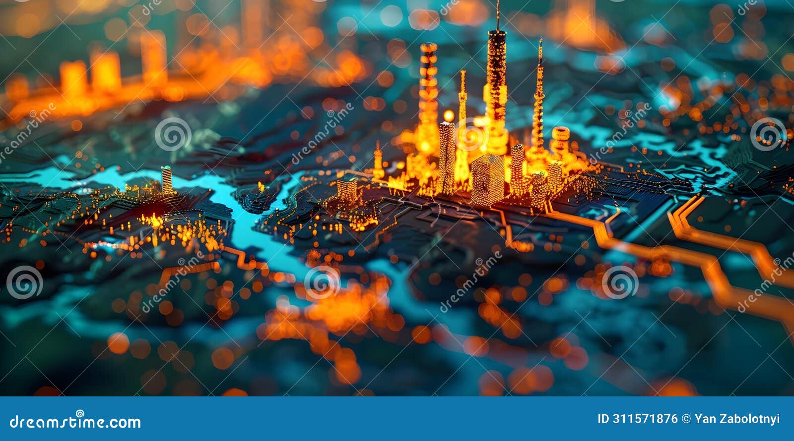 Closeup of Digital Map with Colo. Concept Travel, Technology, Mapping ...