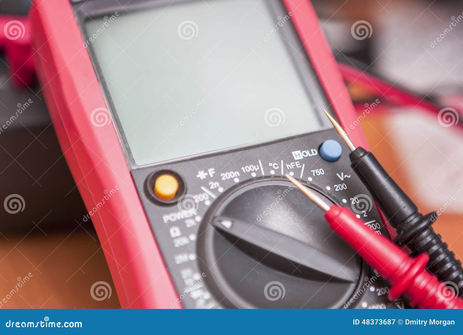 Closeup of Digital Multimeter Unit with Two Probes Connected Stock ...
