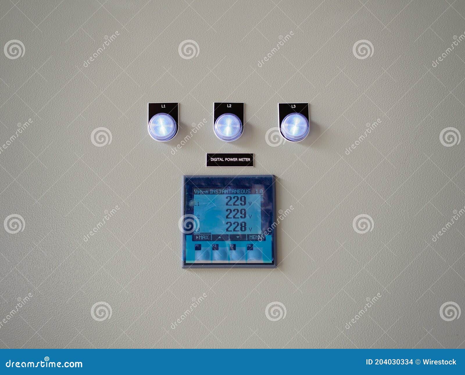 Closeup of a Digital Power Meter Installed at the Front Door of HVAC ...