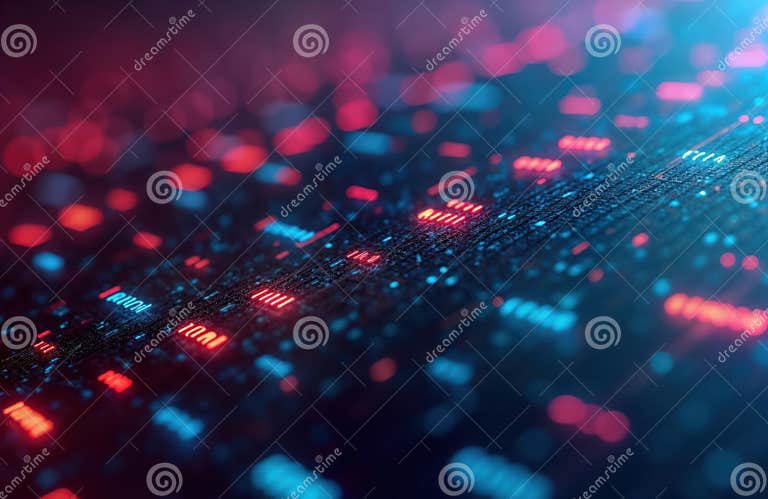 Closeup Digital Texture Displays Pixelated Patterns, Binary Code. High ...