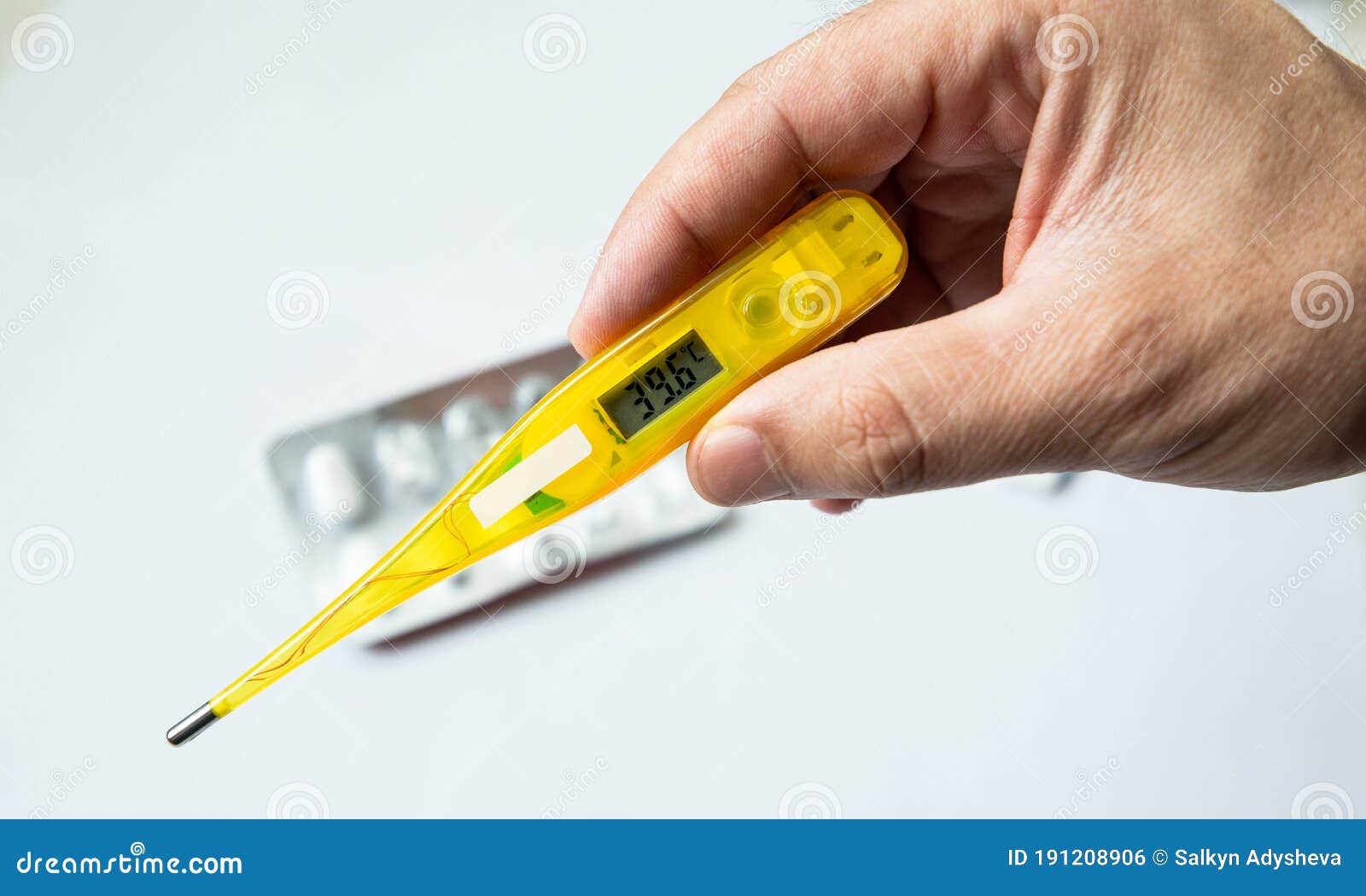 Closeup of Digital Thermometer in the Hand Stock Photo - Image of ...