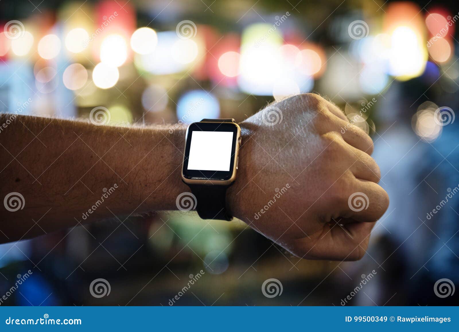 Closeup of Digital Watch on Man Wrist Stock Image - Image of night ...