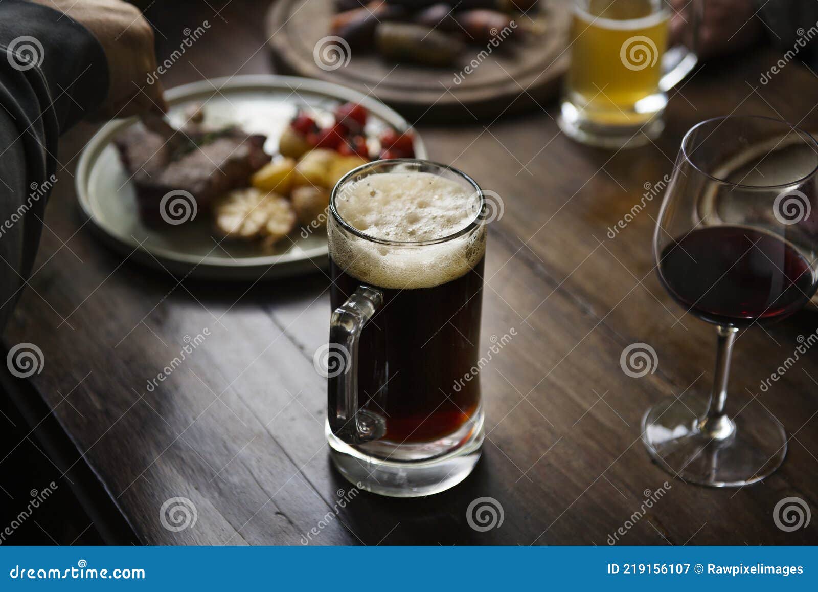 Closeup of a Dinner Table with Alcohol Stock Image - Image of table ...