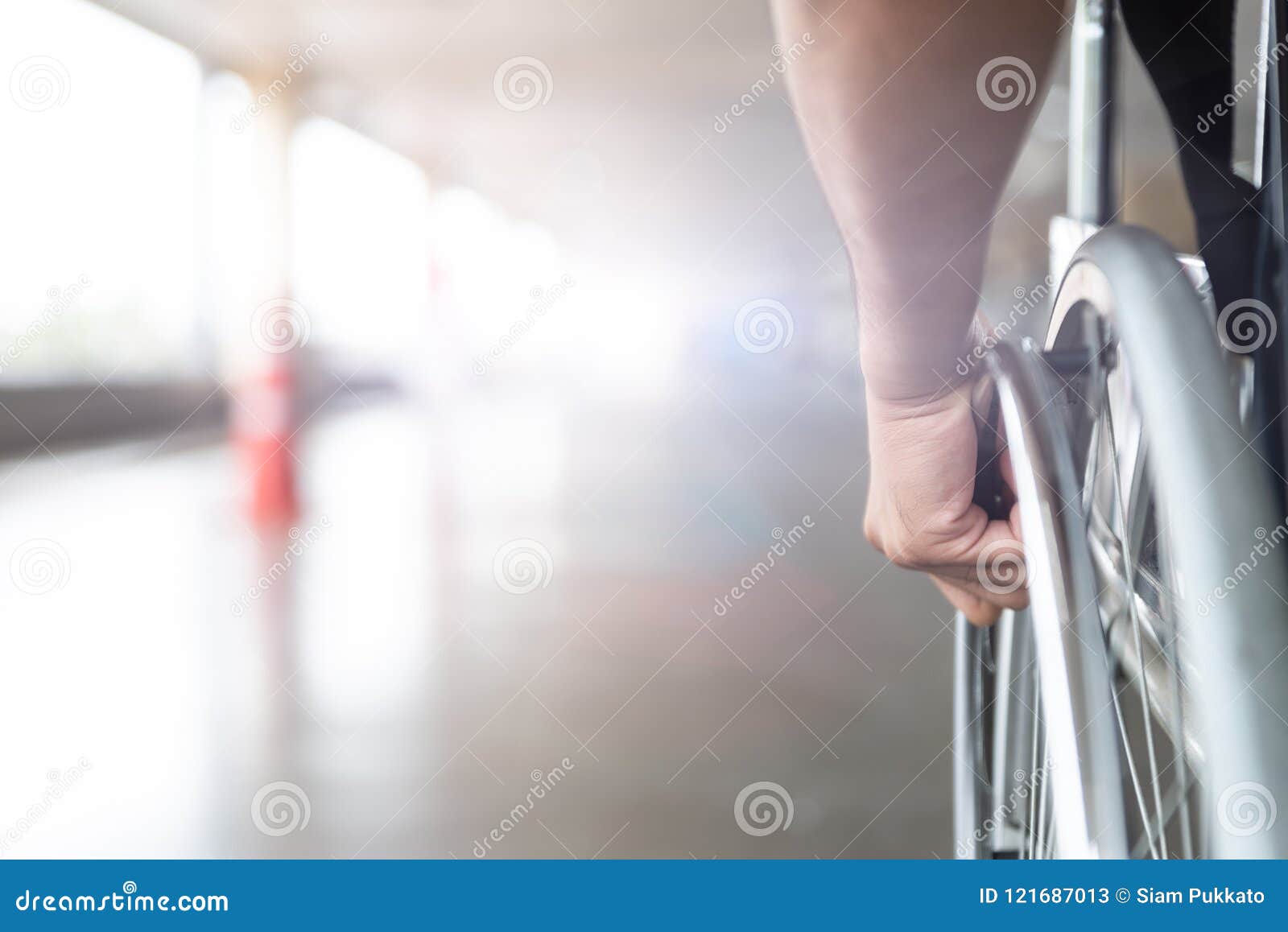 Closeup Disabled Man Hand on Wheel of Wheelchair Stock Image - Image of ...