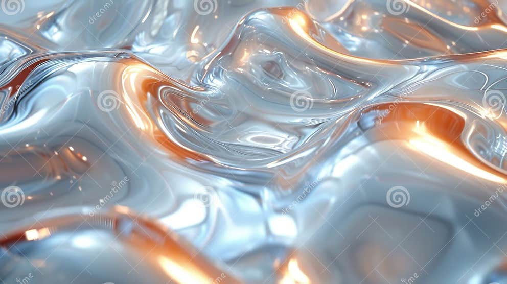 Closeup of a Distorted Reflection on a Metallic Surfac Stock Photo ...