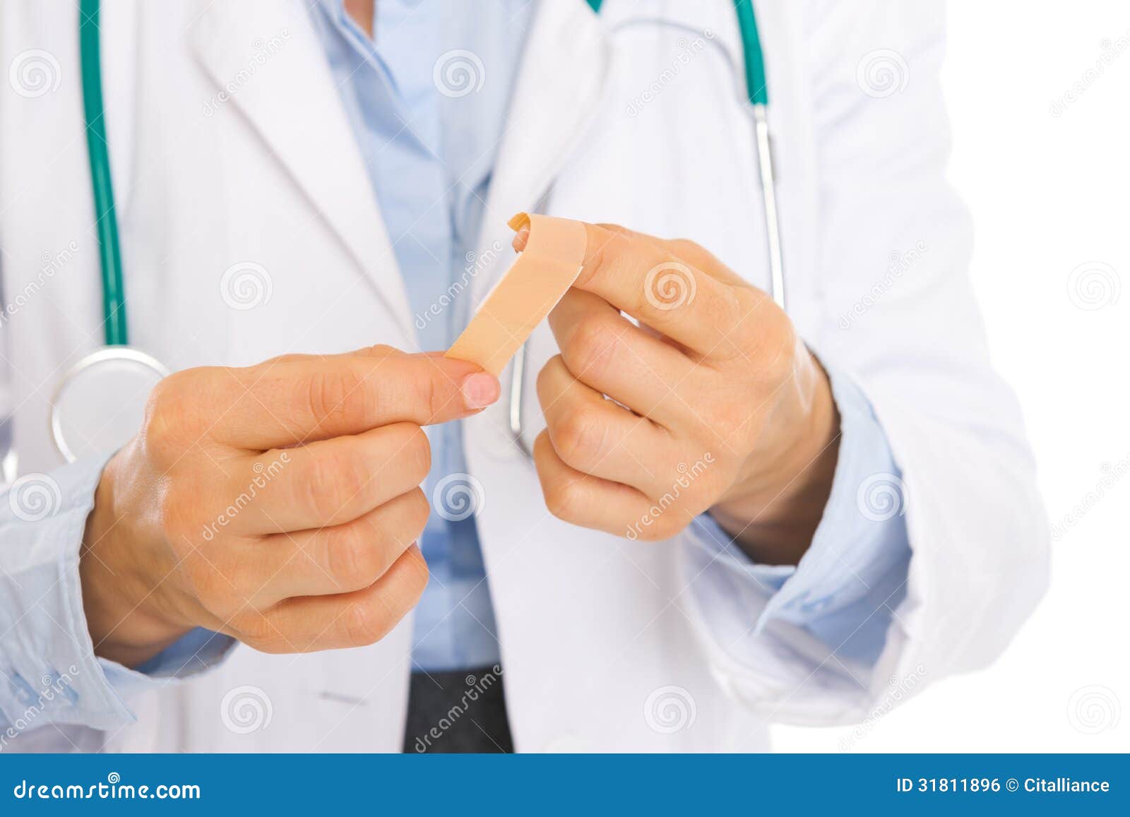 Closeup on Doctor Using Patch on Wounded Finger Stock Photo - Image of ...