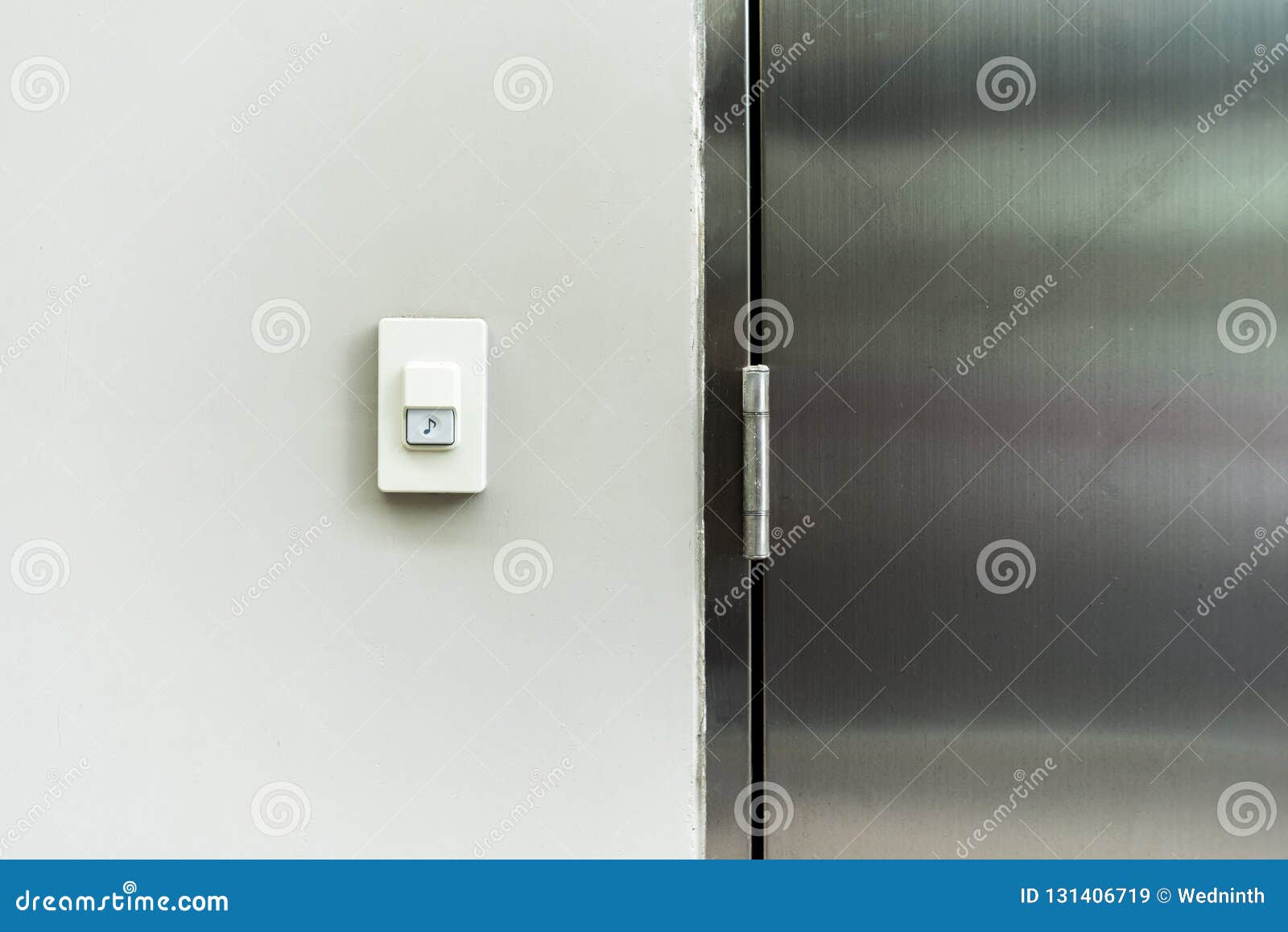 Closeup Doorbell or Buzzer on White Concrete Wall for Called at Home ...