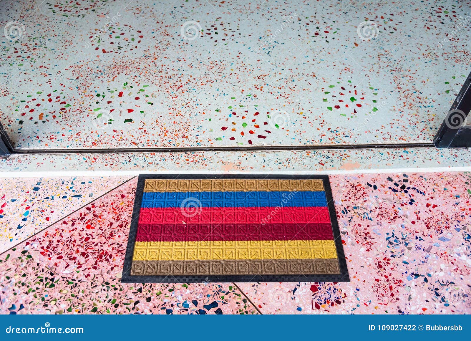 Closeup Doormat Colors on the Floor. Stock Photo - Image of enter, dirt ...