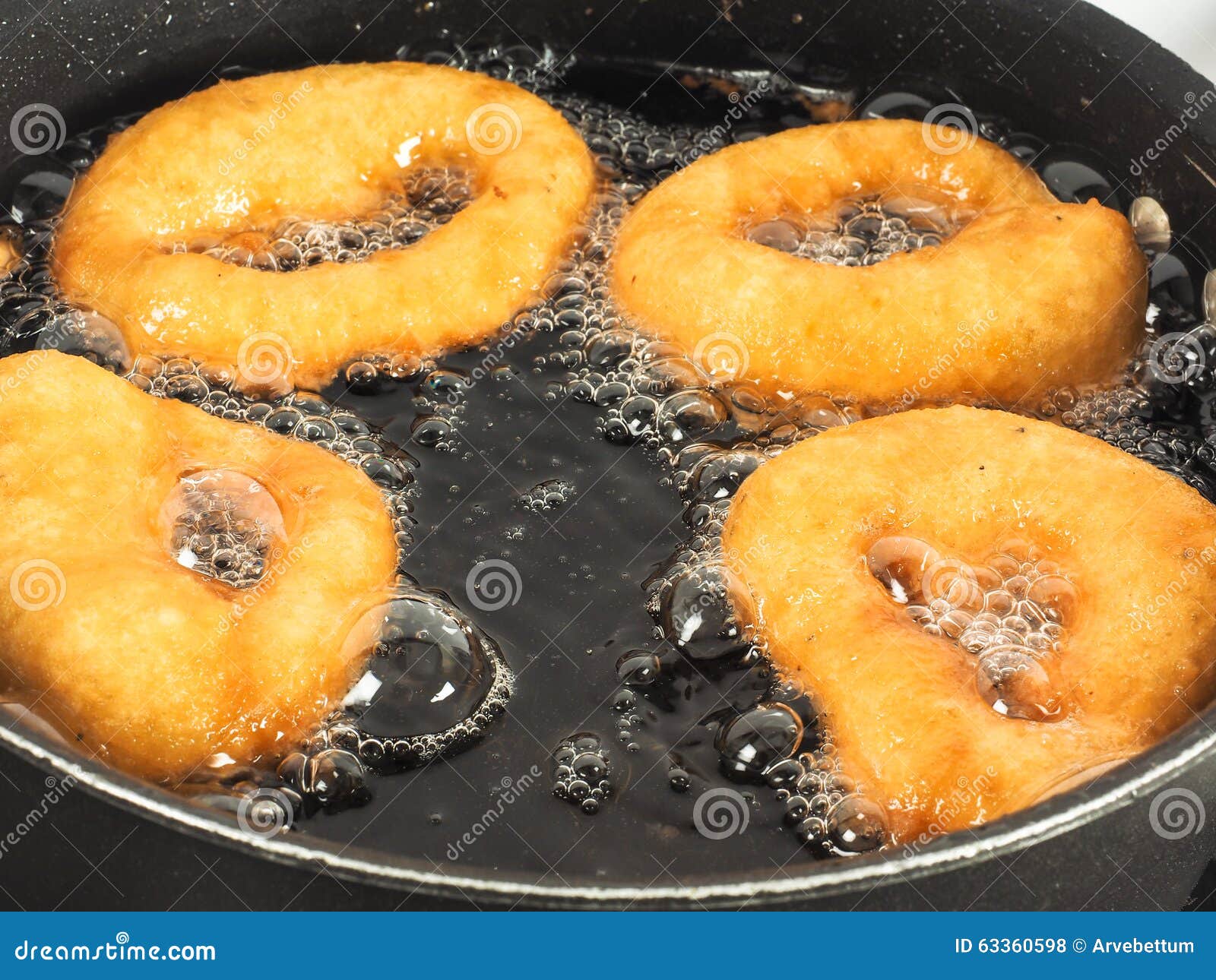 Closeup of Doughnuts Boiling Stock Photo - Image of dessert, kitchen ...