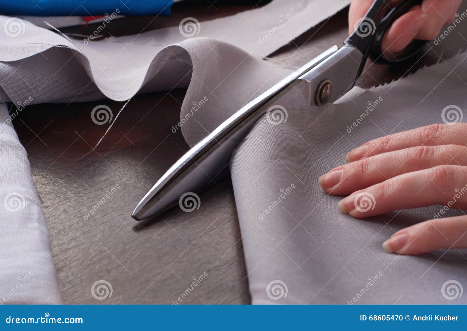Closeup of a Dressmaker Cuts Scissors Cloth Stock Photo - Image of ...