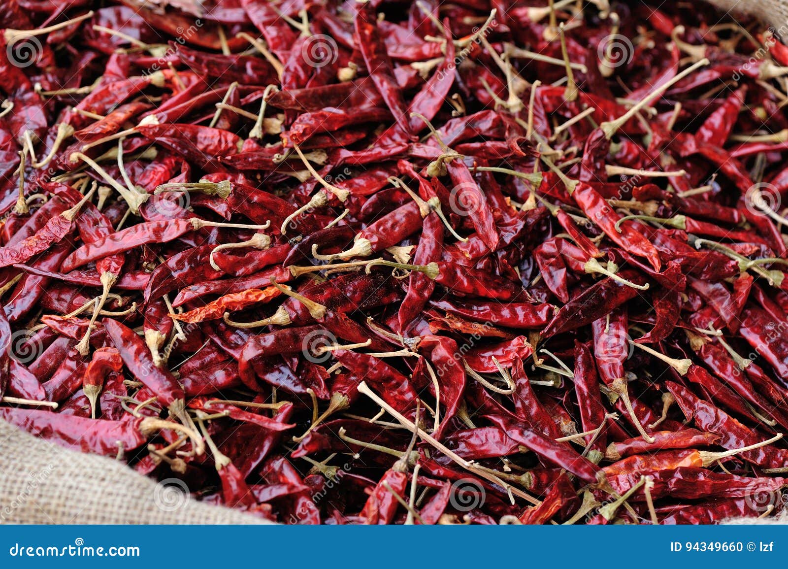 Dried Chilli Peppers in Bag Stock Photo - Image of asian, pile: 94349660