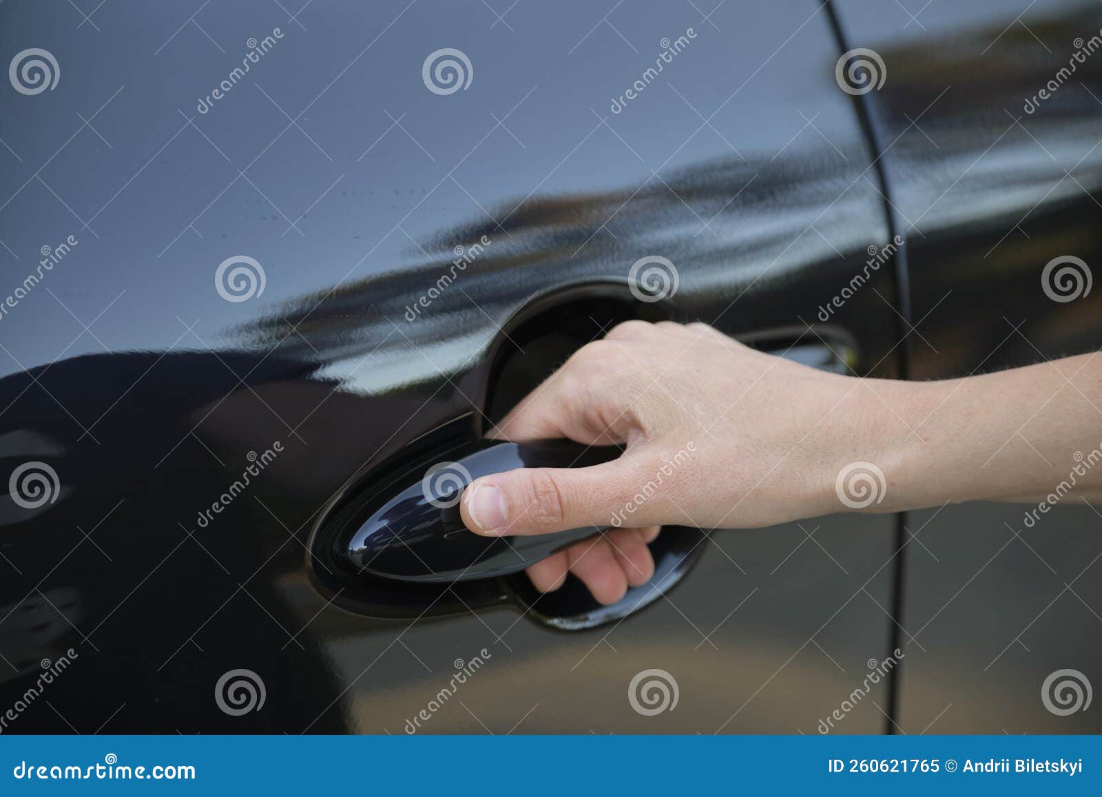 Closeup of Driver Hand Opening Car Front Door Stock Image - Image of ...