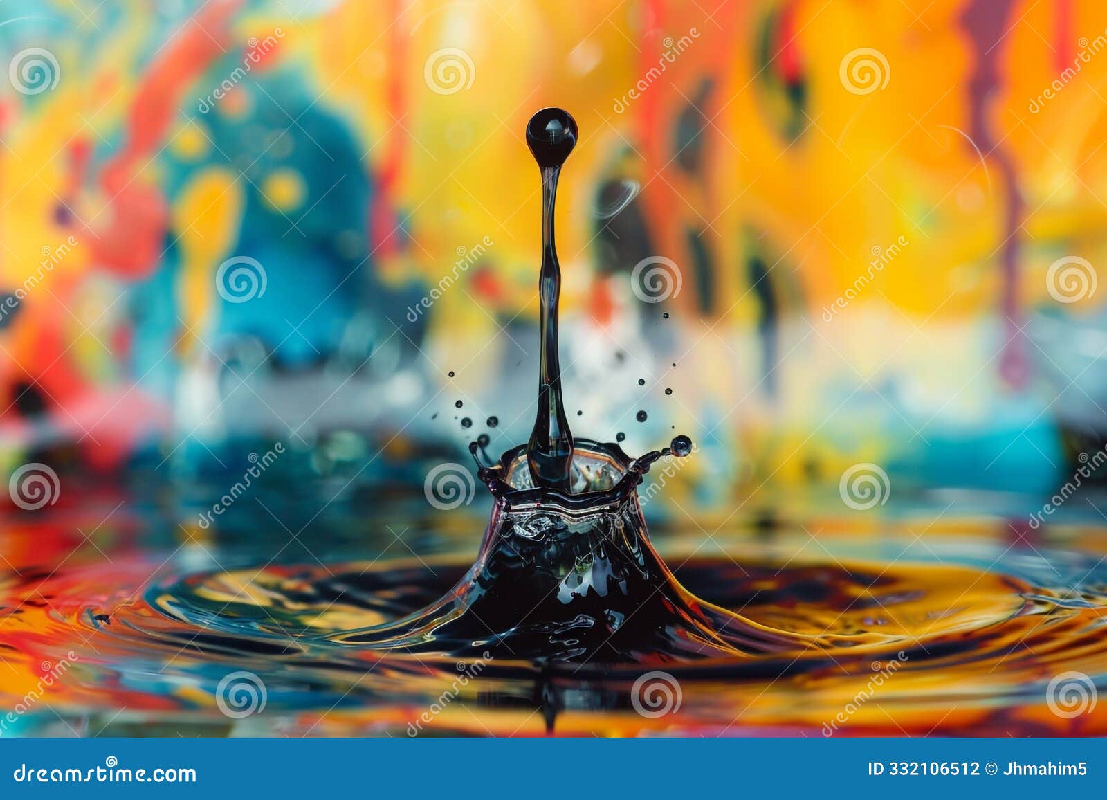 A Closeup on a Droplet of Ink Falling into Water Spreading into Dark ...