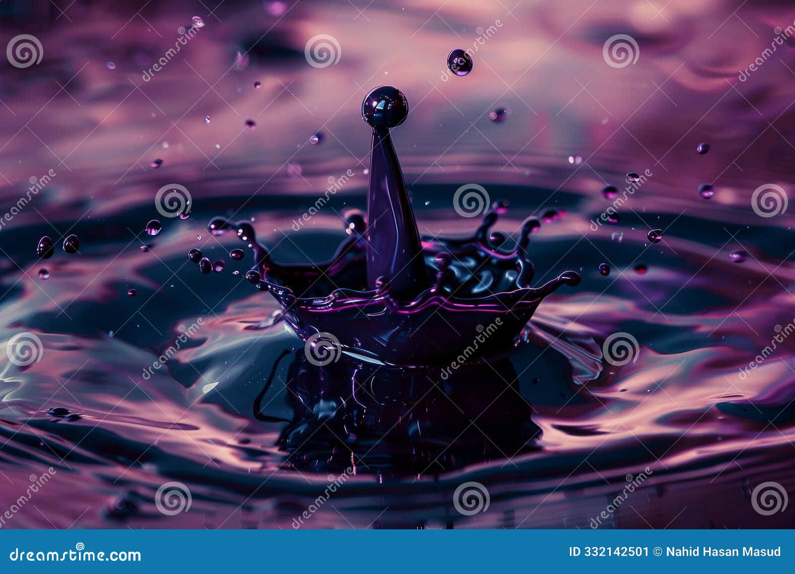 A Closeup on a Droplet of Ink Falling into Water Spreading into Dark ...