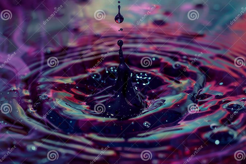 A Closeup on a Droplet of Ink Falling into Water Spreading into Dark ...