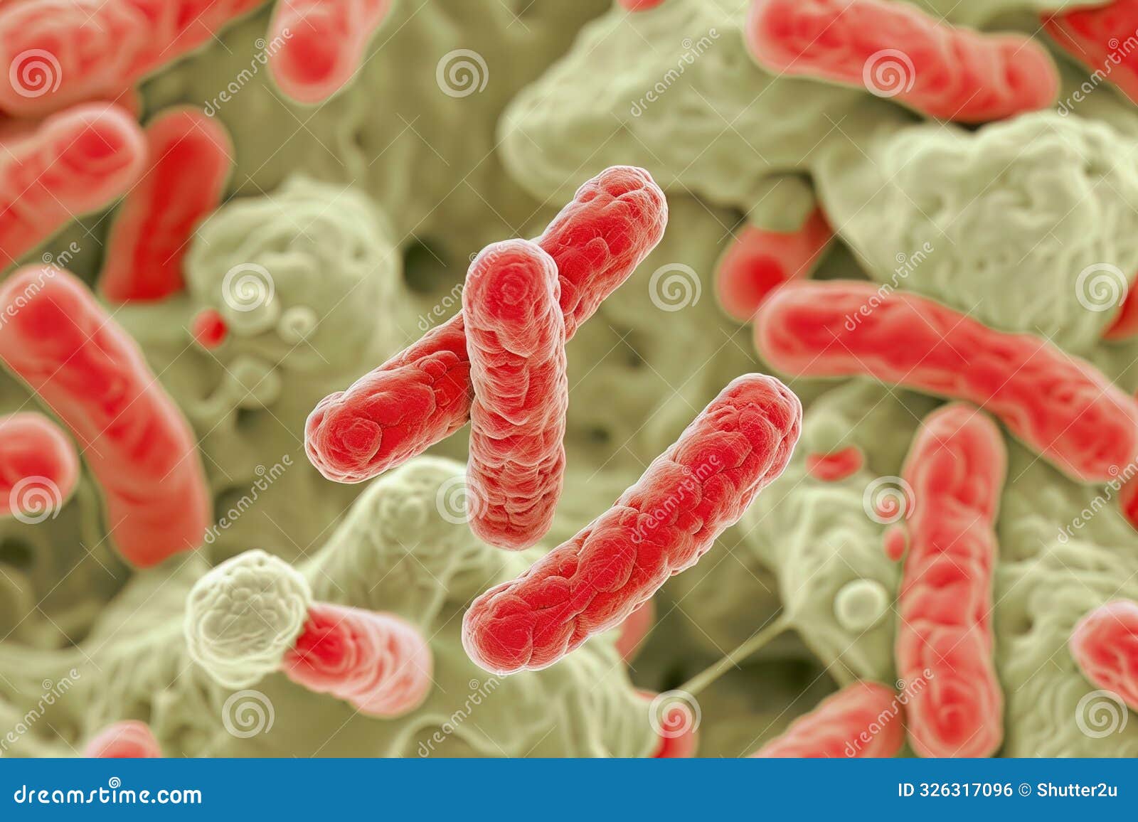 Closeup of E Coli Bacteria Showing the Rodshaped Structure and Flagella ...