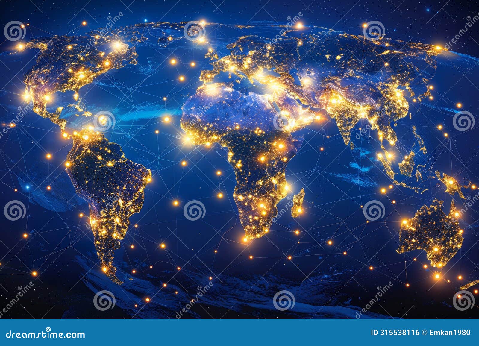 A Closeup of the Earth with Global Network Connections Stock Photo ...