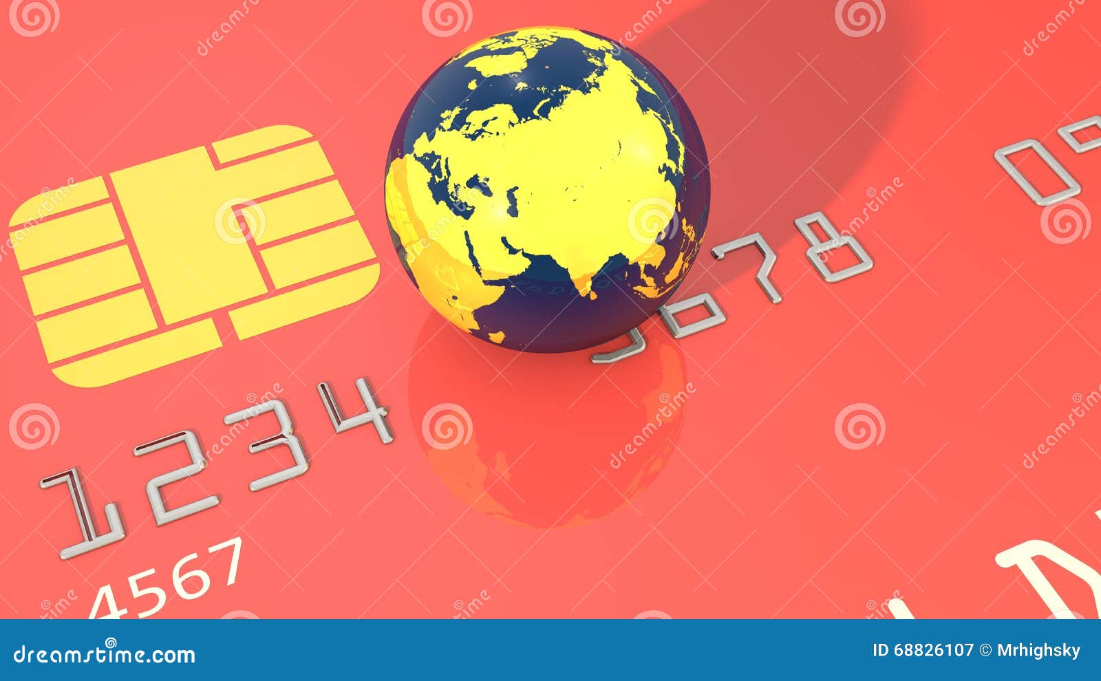 Closeup of Earth Globe on Credit Card Stock Illustration - Illustration ...