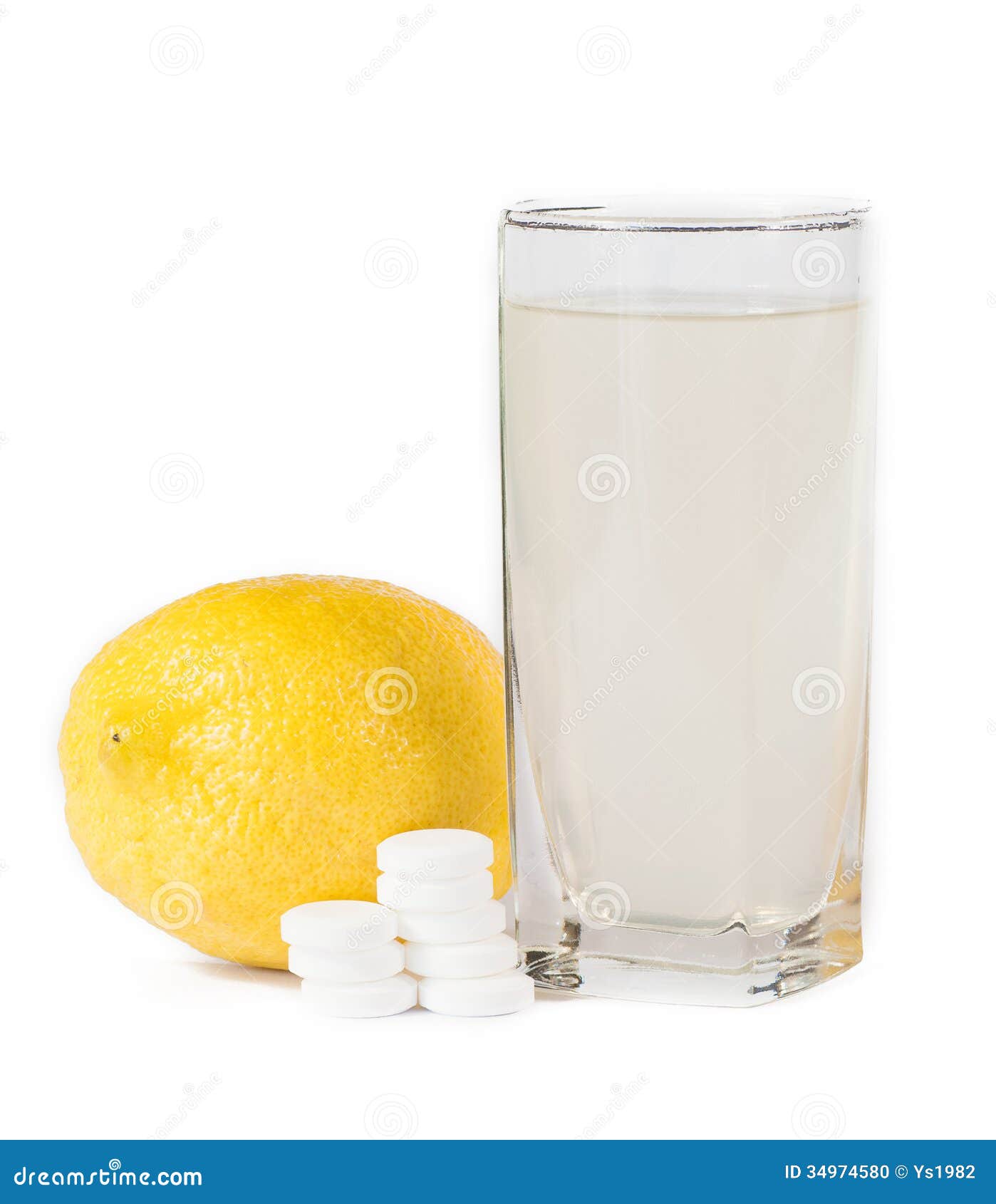 Closeup of Effervescent Tablets, Lemon and Glass Stock Photo - Image of ...